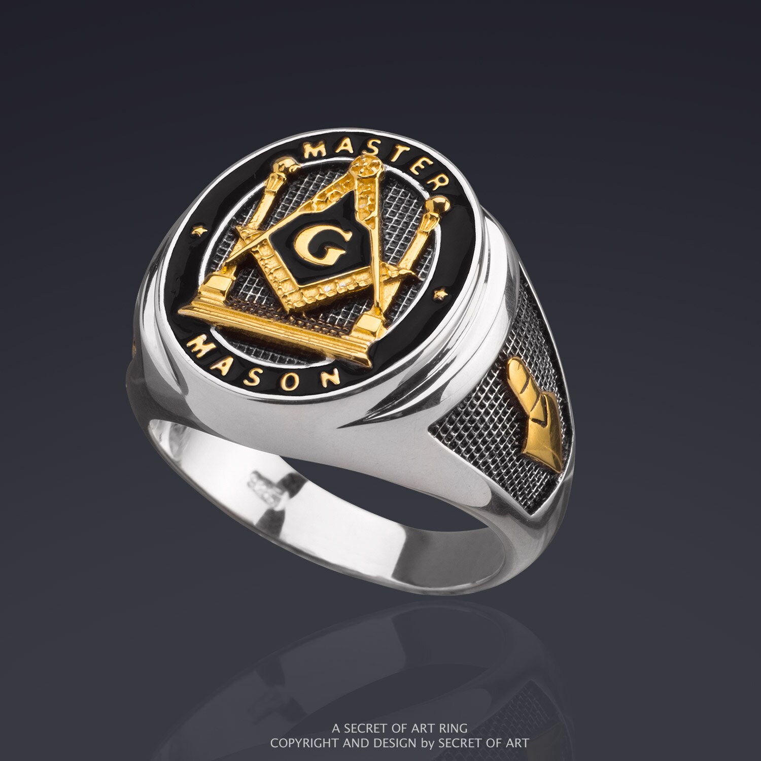 Masonic Ring Signet Ring Master Mason Freemason Mason Masonry Blue ...