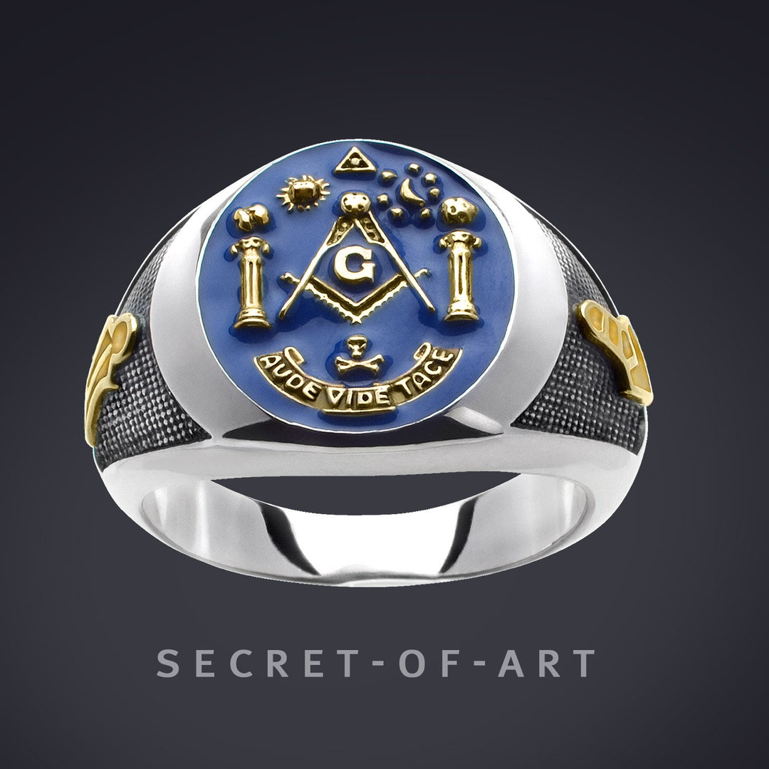Masonic Ring Freemason Master Mason Aude Vide Tace Mason Jewelry All ...