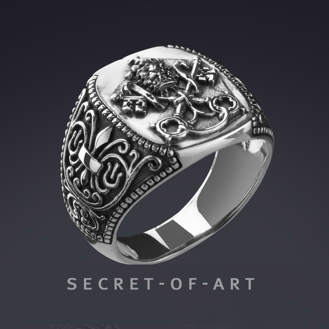 Vatican Ring Catholic Signet Ring Christianity Crossed Keys Crown Saint ...