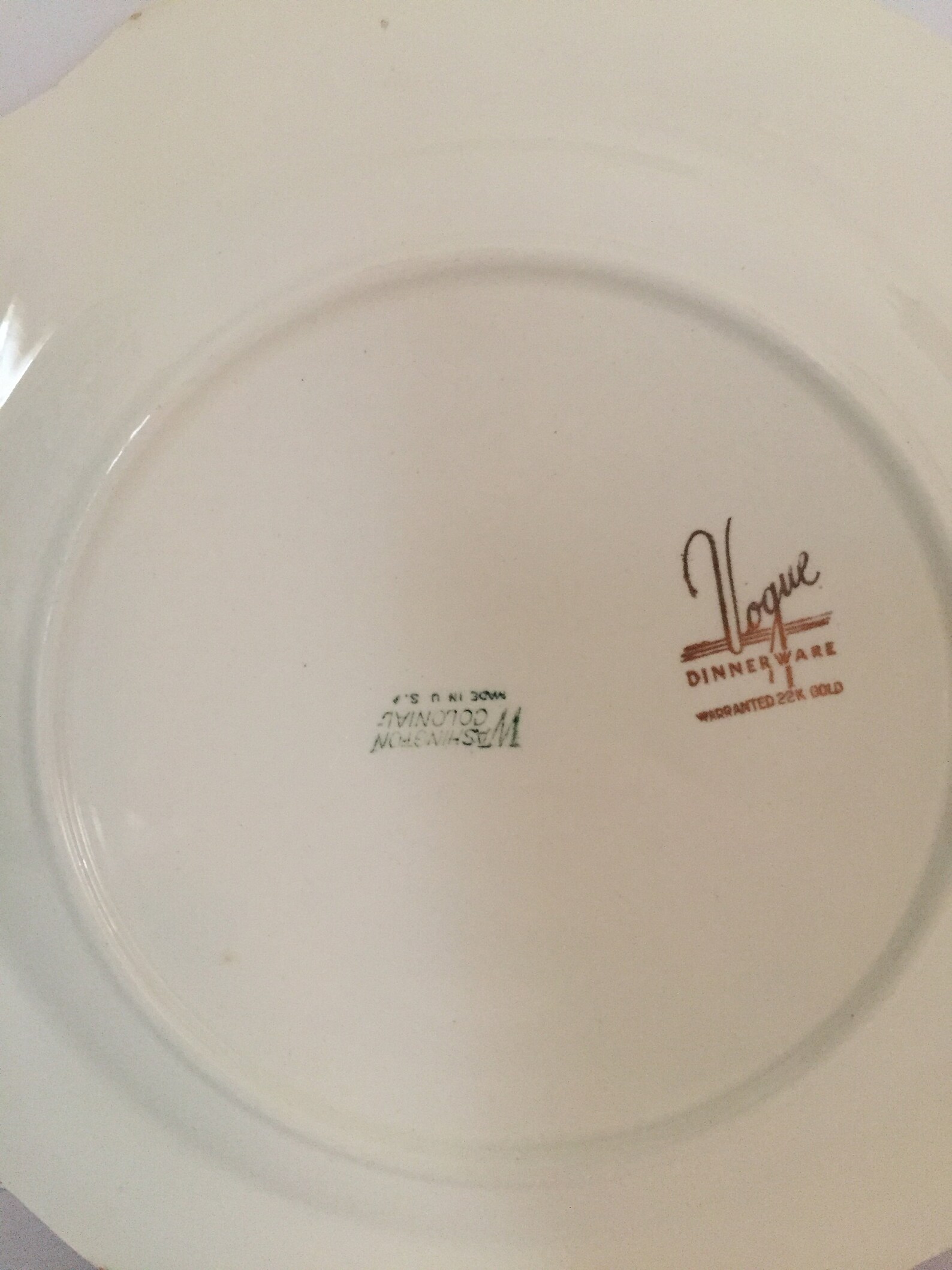 Vintage Vogue Washington Colonial Dinnerware plate | Etsy
