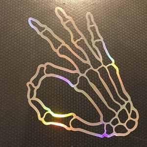 Ok Skeleton Hand Sign Decal 2 Pack - Holographic Vinyl Decal Sticker ...