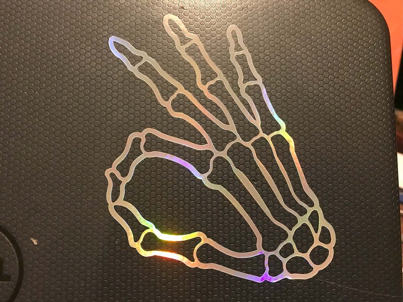 Ok Skeleton Hand Sign Decal 2 Pack Holographic Vinyl Decal Sticker for ...