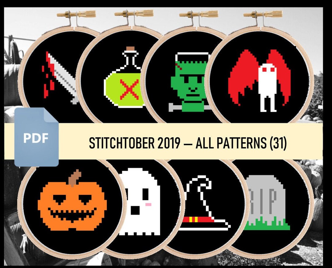 Stitchtober ALL Cross Stitch Patterns / Halloween Cryptid Monster ...