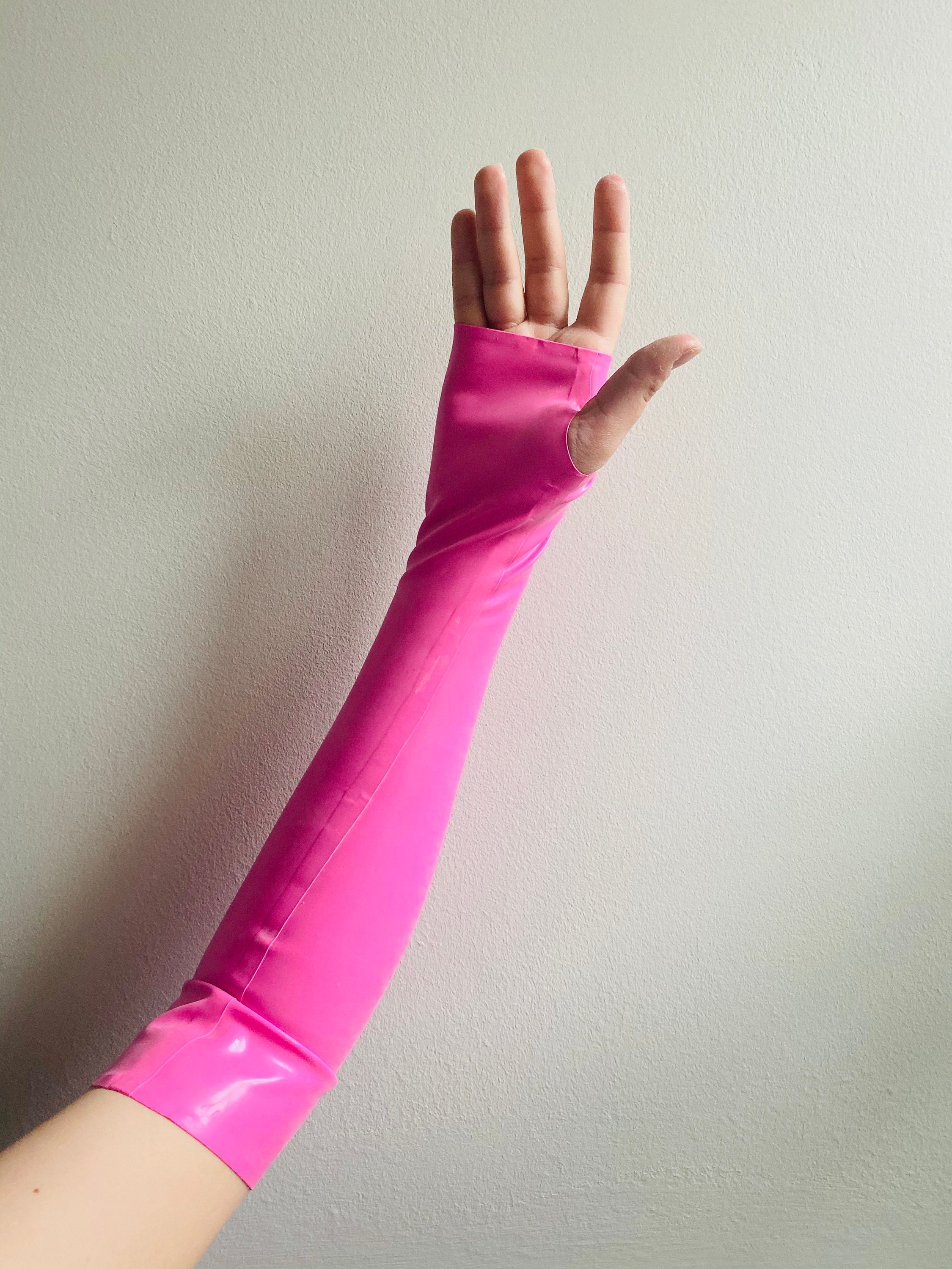 Latex Rubber Opera Length Fingerless Gauntlets Gloves Custom - Etsy