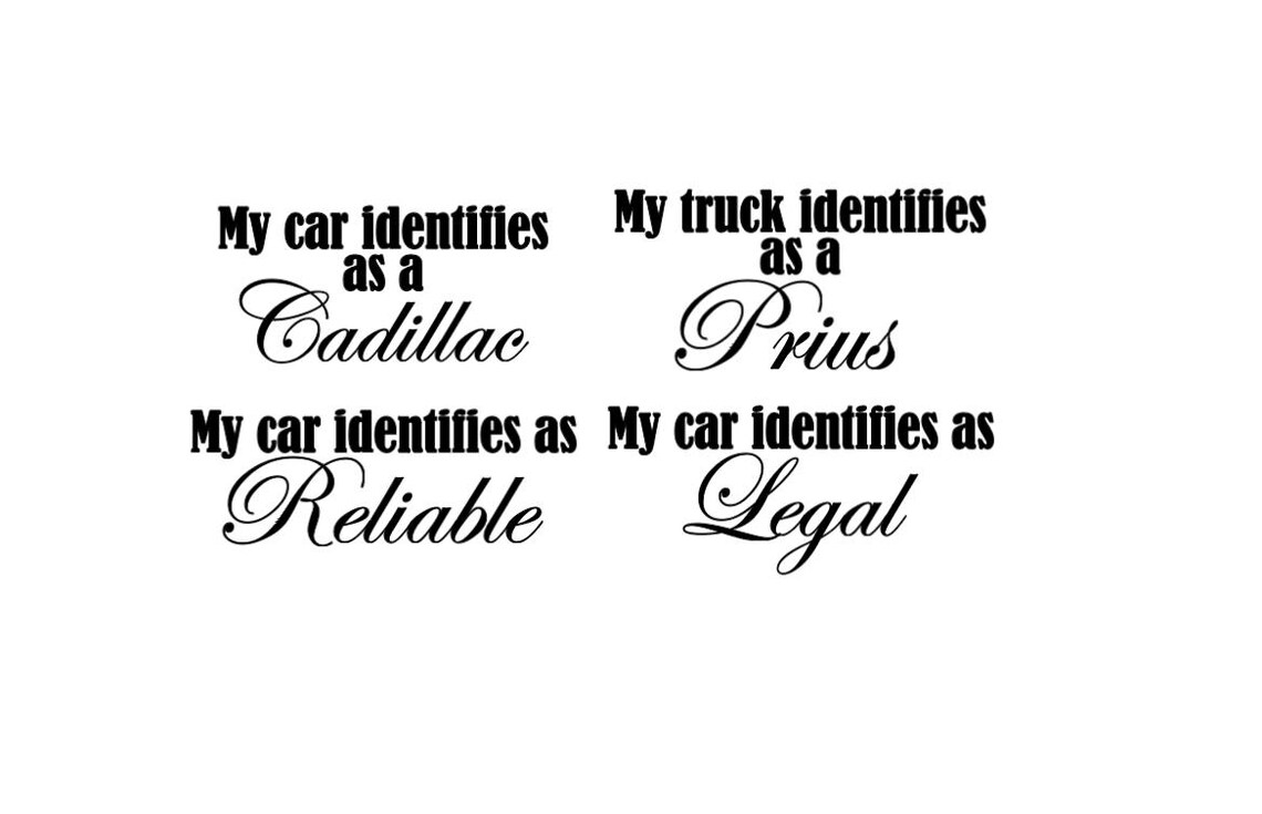 My Car Identifies As... Decal - Etsy