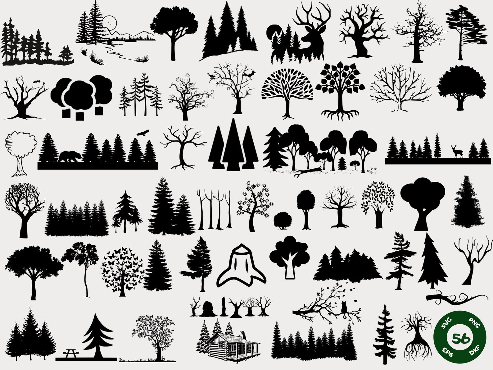 Forest SVG Bundle, Forest Clipart, Tree SVG, Woods Svg, Forest Cut ...