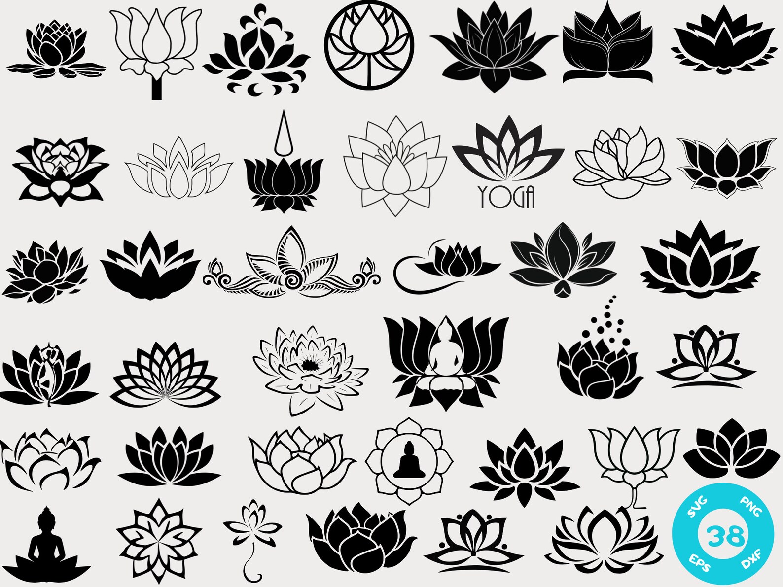 Lotus SVG Bundle Lotus Vector Lotus Cut Files Lotus Flower - Etsy