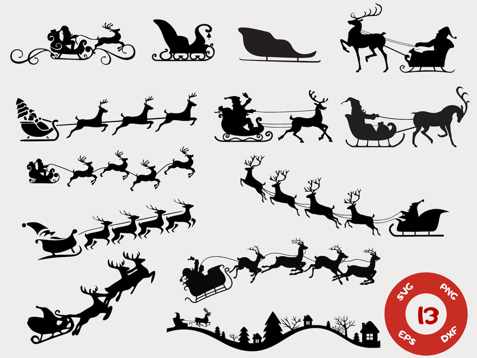 Santa Sleigh Svg Bundle, Sleigh Svg, Christmas Sleigh Svg, Santa Svg ...