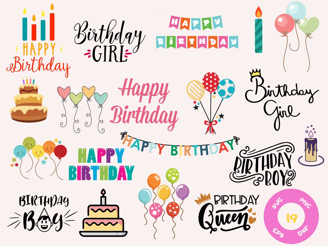 Happy Birthday Svg Bundle Hand Lettered, Birthday Svg, Birthday Party ...