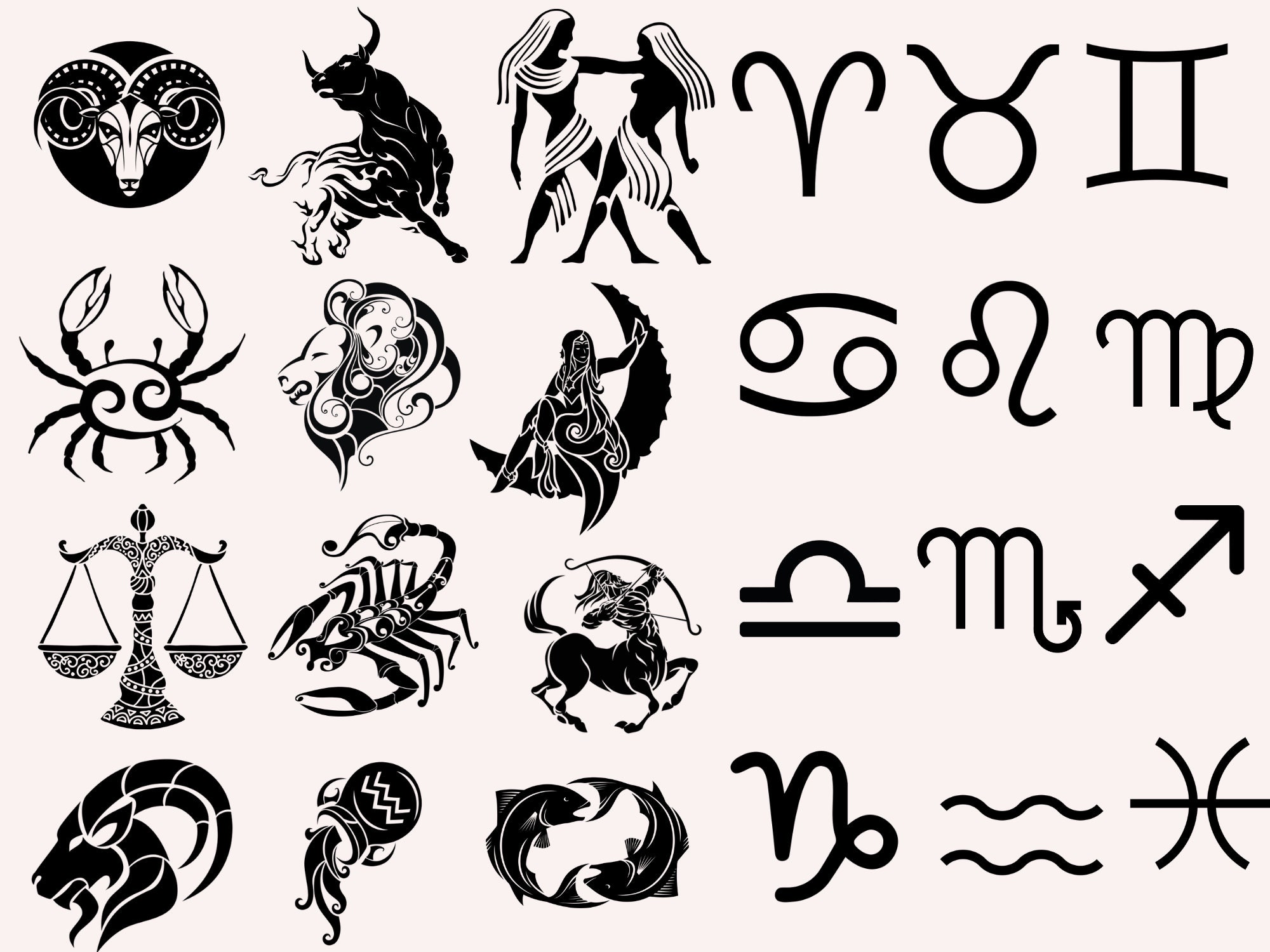 Zodiac Sign SVG Bundle, Horoscope SVG, Astrology SVG, Birth Sign Svg ...