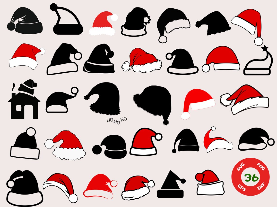 Santa Hat SVG Bundle, Santa Hat Cut File, Christmas Hat Svg, Elf Hat ...
