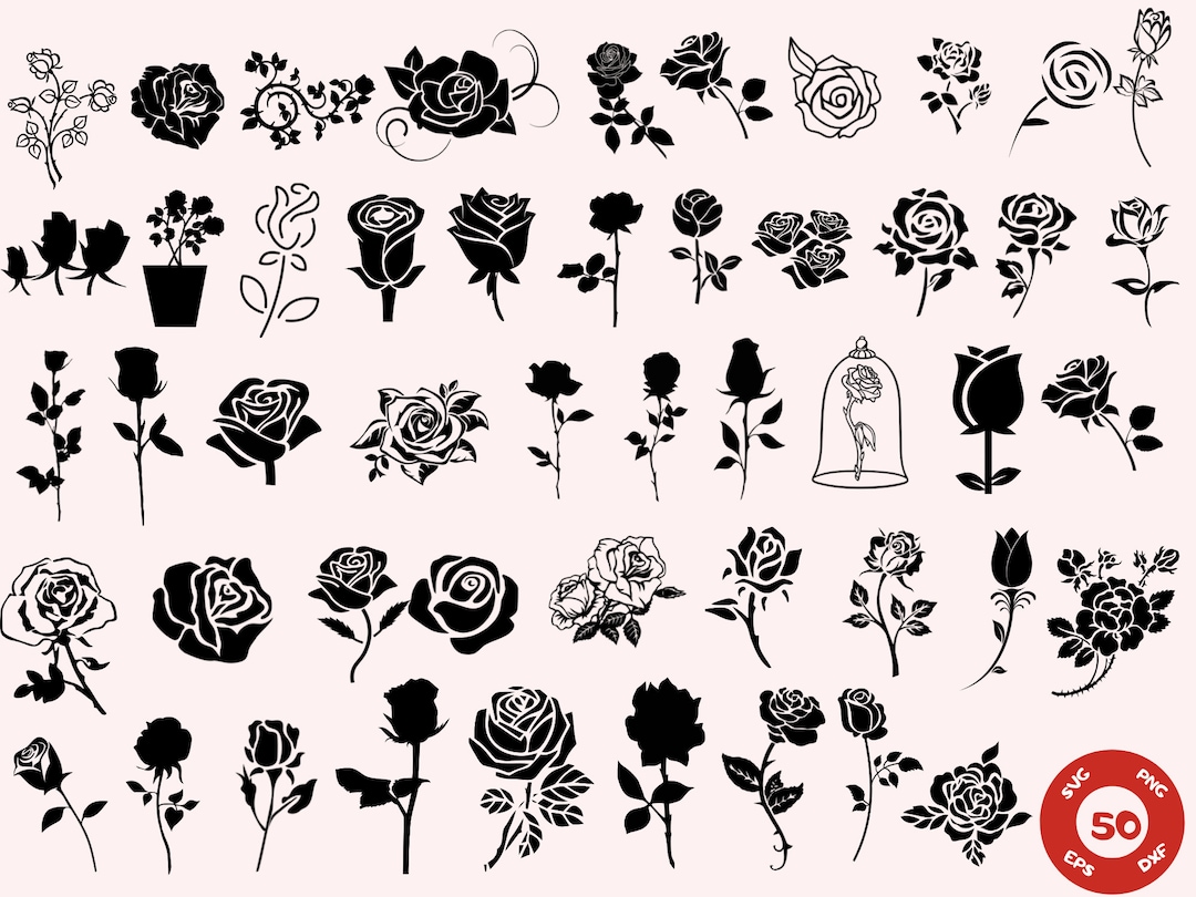 ROSE SVG Bundle, ROSES Svg, Rose Clipart, Rose Cut Files for Cricut ...