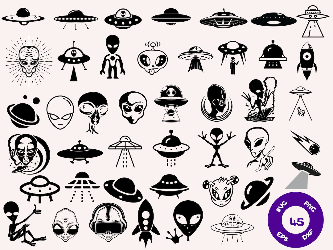 Alien SVG Bundle, Ufo Svg, Aliens Dxf, Aliens Vector, Ufo Cut Files ...