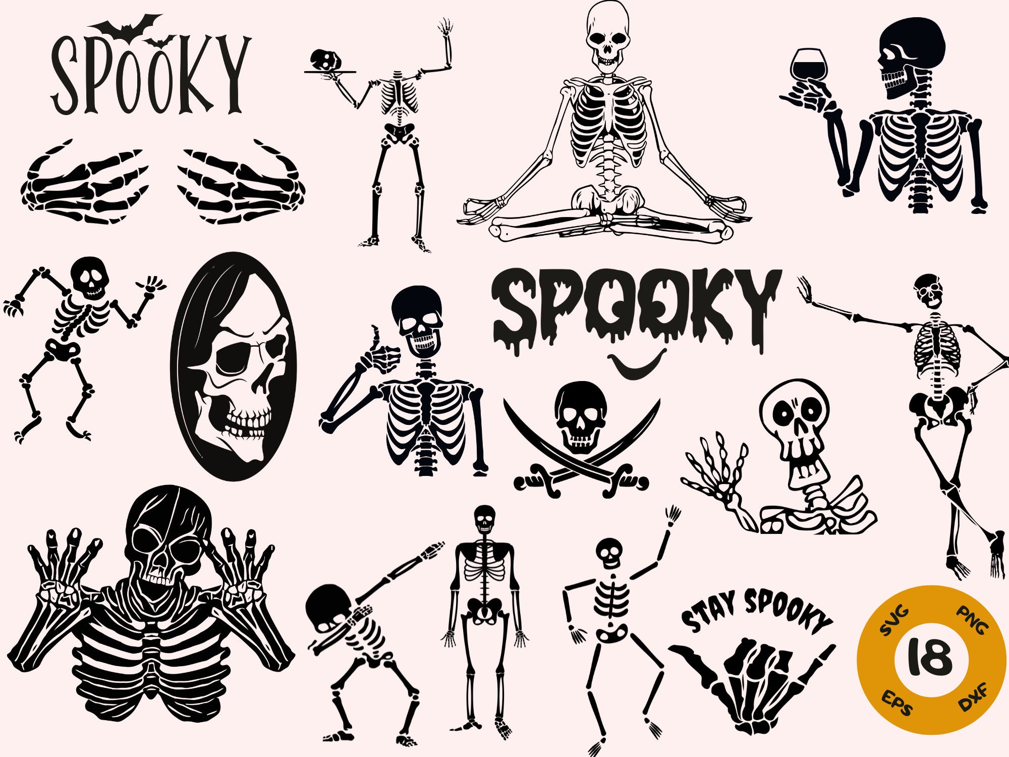 Skeleton Bundle, Halloween Svg, Dancing Skeleton, Skull Svg, Stay ...