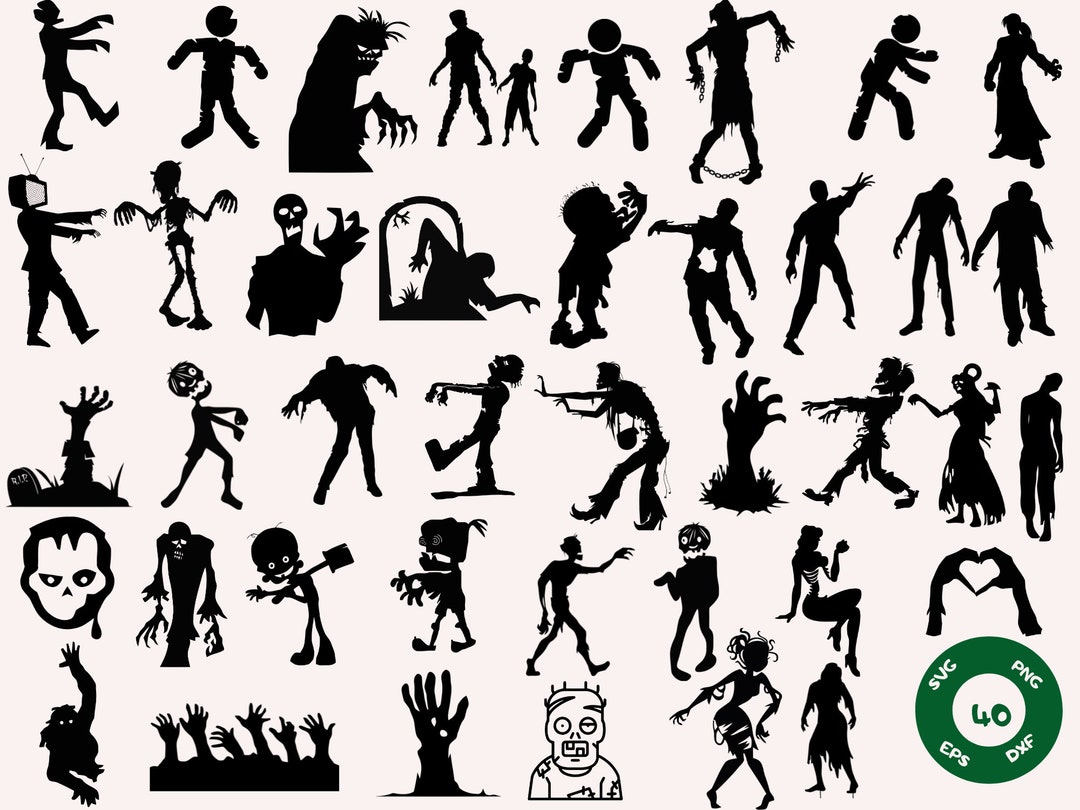 Zombie SVG, Zombie Silhouettes SVG, Halloween Silhouettes, Halloween ...
