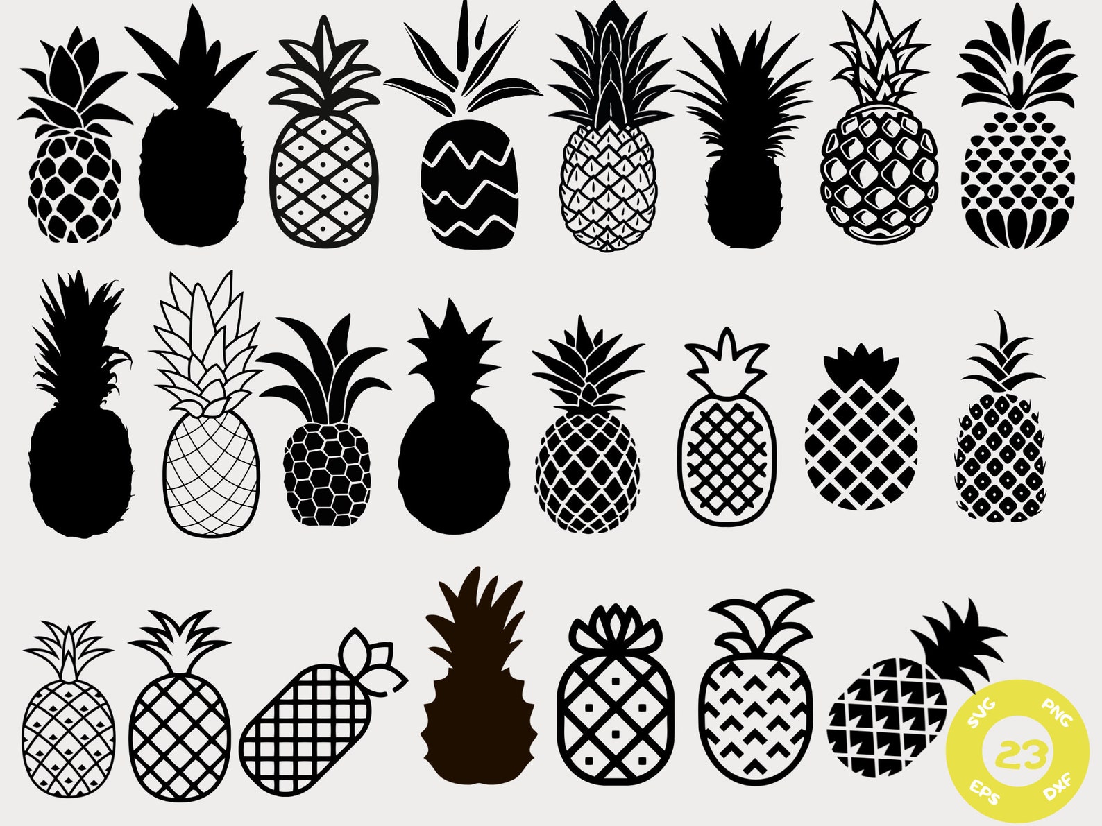 Pineapple Svg, Pineapple Bundle Svg, Pineapple Fruit Svg, Pineapple ...