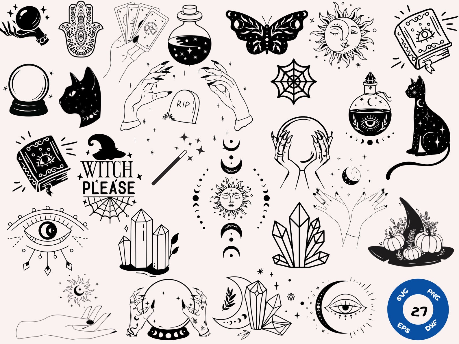 Witch Svg, Bundle Witchcraft Svg, Magic Svg, Celestial Svg, Moon Svg ...