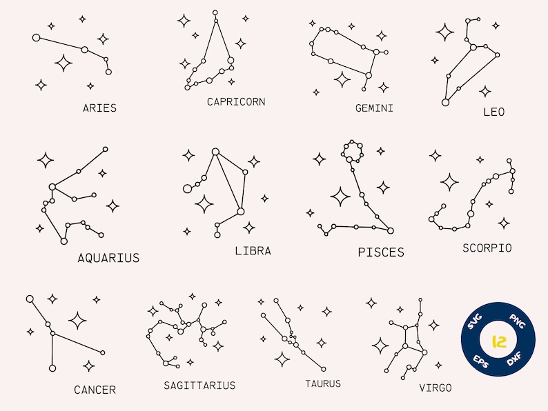 Star Zodiac Constellation Svg, Zodiac Svg, Horoscope Svg, Cricut Svg ...
