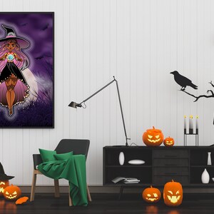 Halloween Poster Halloween Printable Cartoon Witch Decor - Etsy