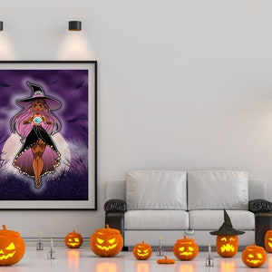 Halloween Poster Halloween Printable Cartoon Witch Decor - Etsy