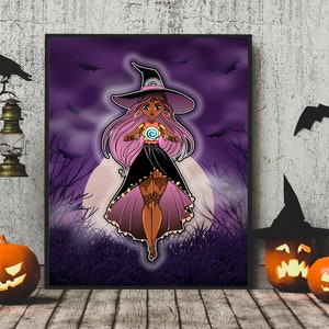Halloween Poster Halloween Printable Cartoon Witch Decor - Etsy