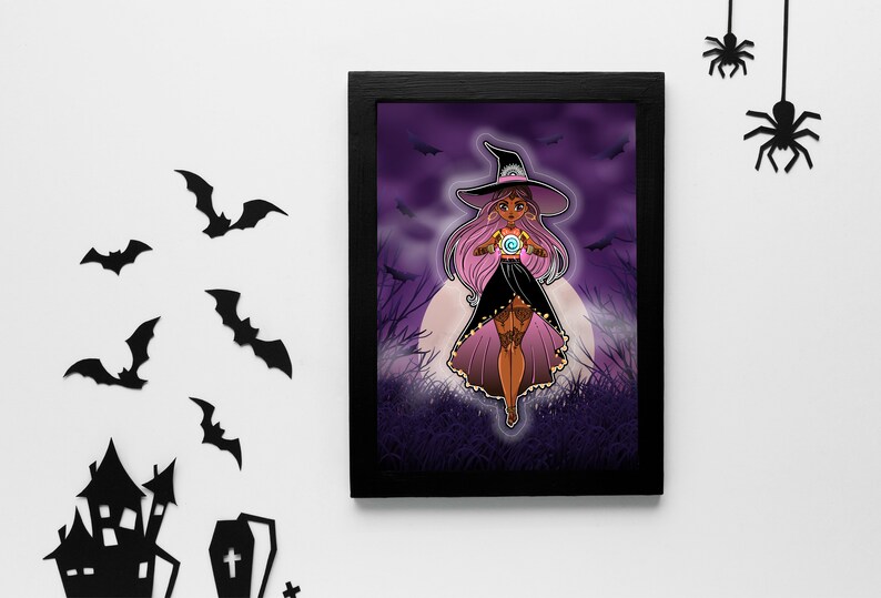 Halloween Poster Halloween Printable Cartoon Witch Decor | Etsy