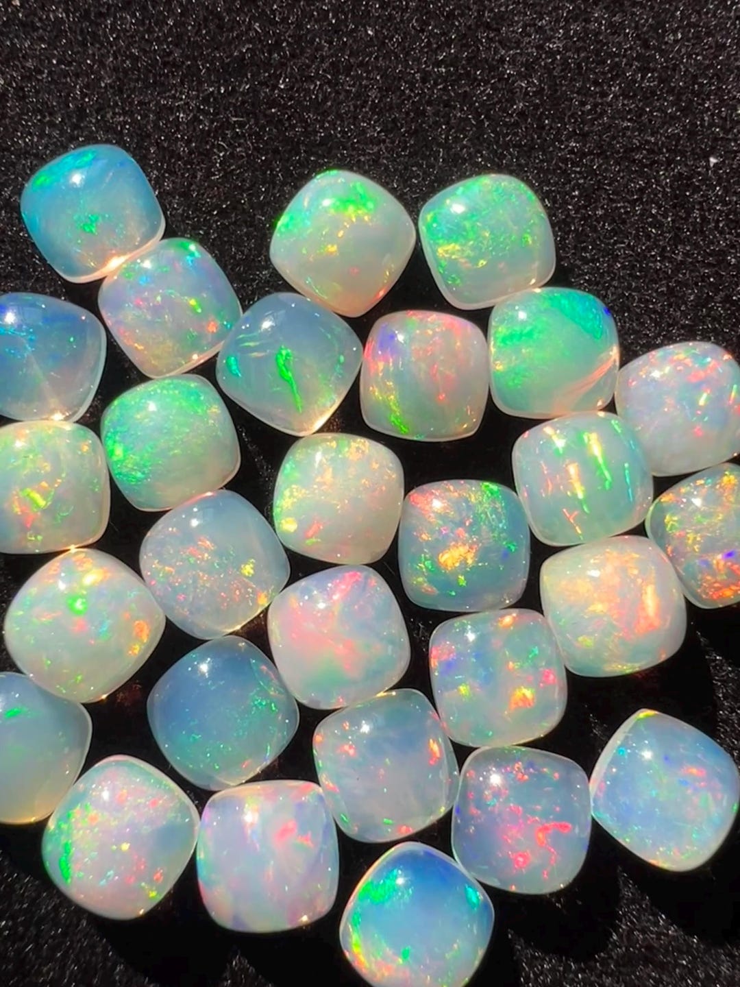 10 Pcs AA Cushion Ethiopian Opal Cabochon Calibrated Loose Opals for Jewelry Making Machine-cut ...
