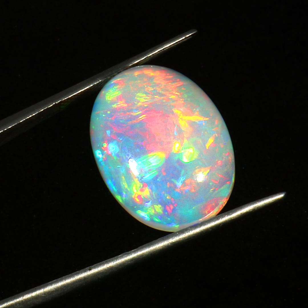 Natural White Opal Multi Fire Loose Gemstone 11.5cts, Large Ethiopian ...