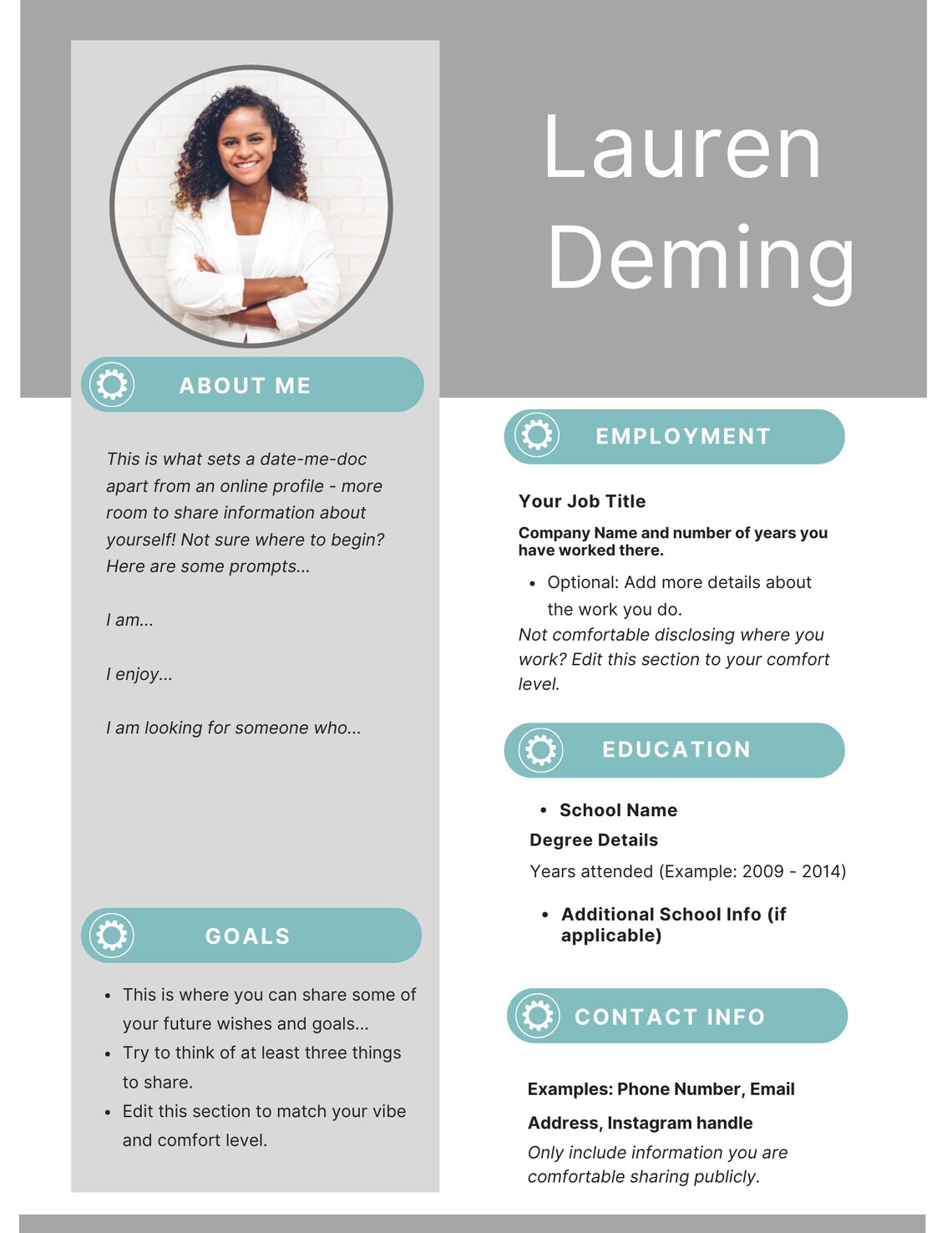 Date-me-doc Personal Resume Template - the Popular Alternative to ...