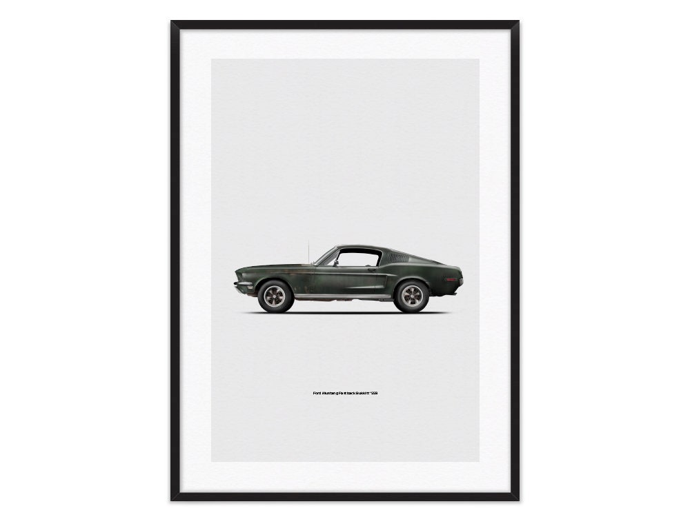 1968 Ford Mustang Fastback / Bullitt Car Poster Car - Etsy