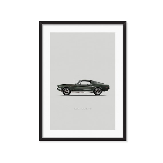 1968 Ford Mustang Fastback / Bullitt Car Poster | Etsy