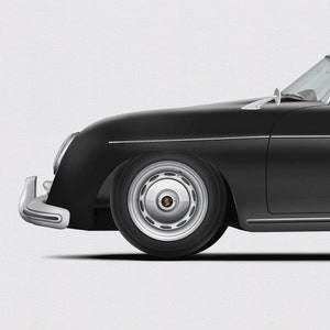 1958 Porsche 356A Super Speedster Black Car Poster, Car Illustration ...