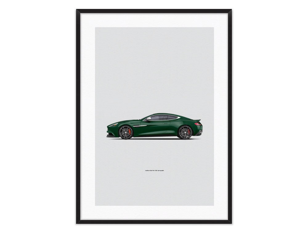 Aston Martin V12 Vanquish in British Racing Green - Car Poster - Etsy