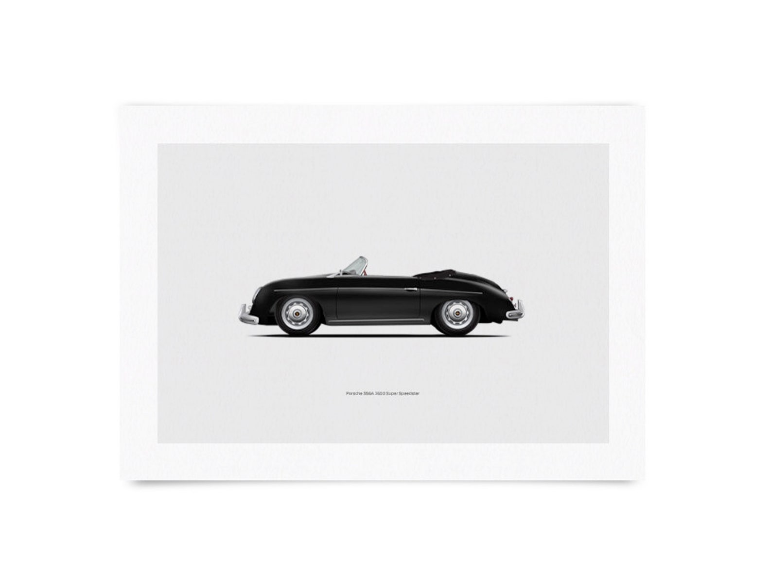 1958 Porsche 356A Super Speedster Black Car Poster, Car Illustration ...