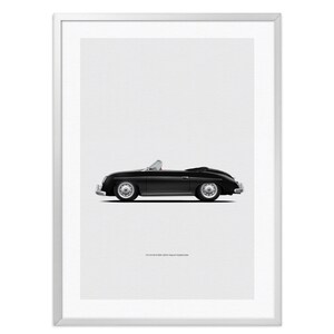 1958 Porsche 356A Super Speedster Black Car Poster, Car Illustration ...