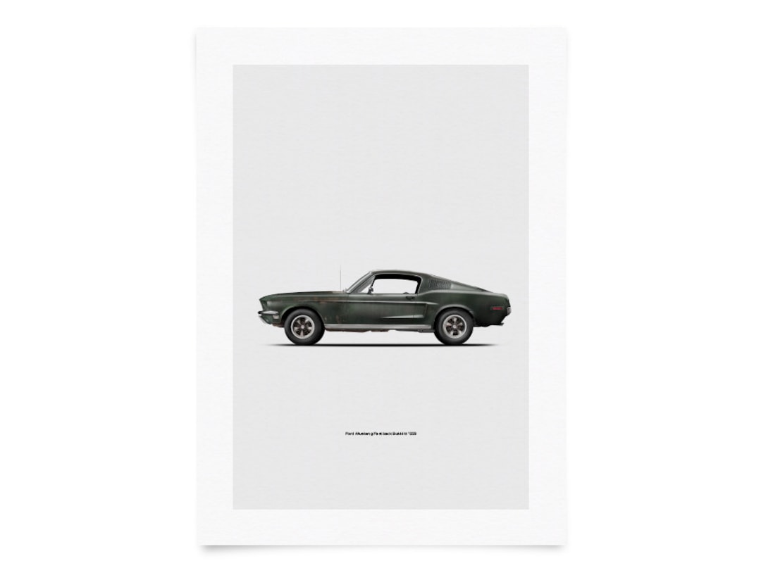 1968 Ford Mustang Fastback / Bullitt - Car Poster, Car Illustration ...