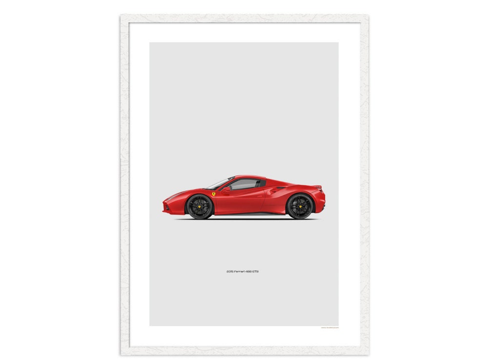 Ferrari 488 Car Poster, Car Illustration, Car Print - Etsy