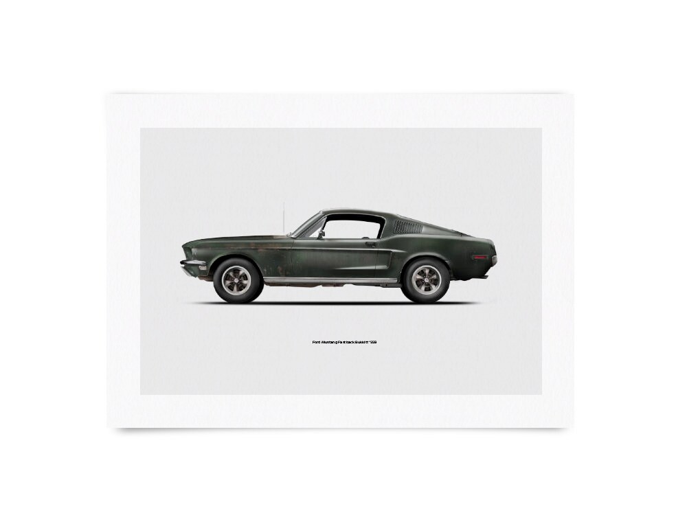 1968 Ford Mustang Fastback / Bullitt Car Poster Car - Etsy