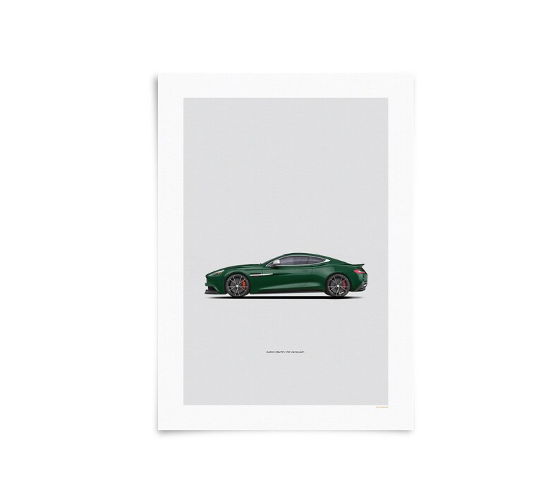 Aston Martin V12 Vanquish in British Racing Green Car Poster - Etsy