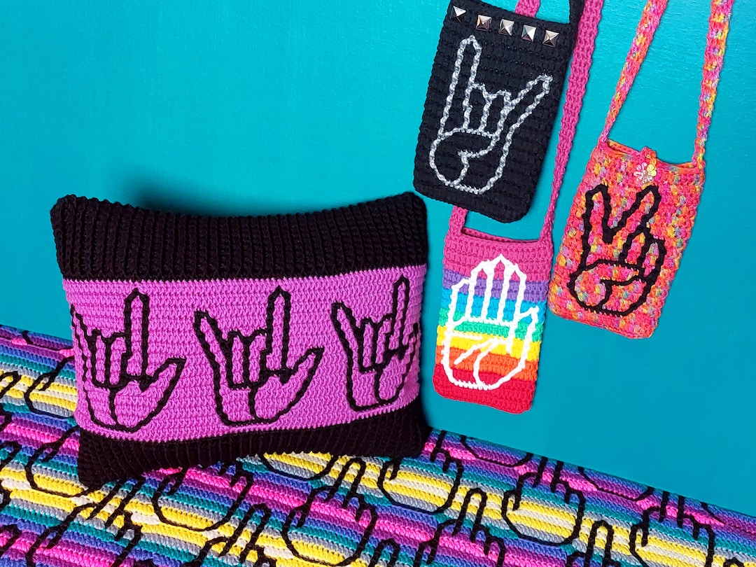 Hand Signs Mosaic Crochet Pattern Pack Charts by Sixel Design - Etsy