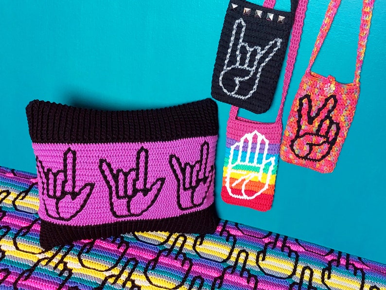 Hand Signs Mosaic Crochet Pattern Pack Charts by Sixel Design - Etsy