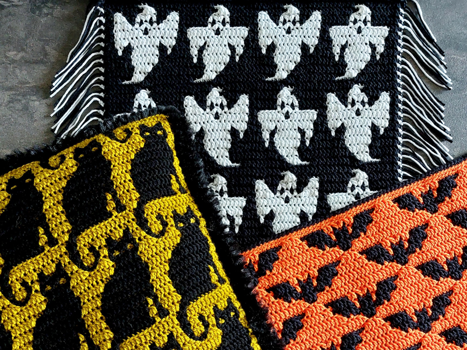 Cats Bats and Ghosts Pack Mosaic Crochet Patterns by Sixel - Etsy