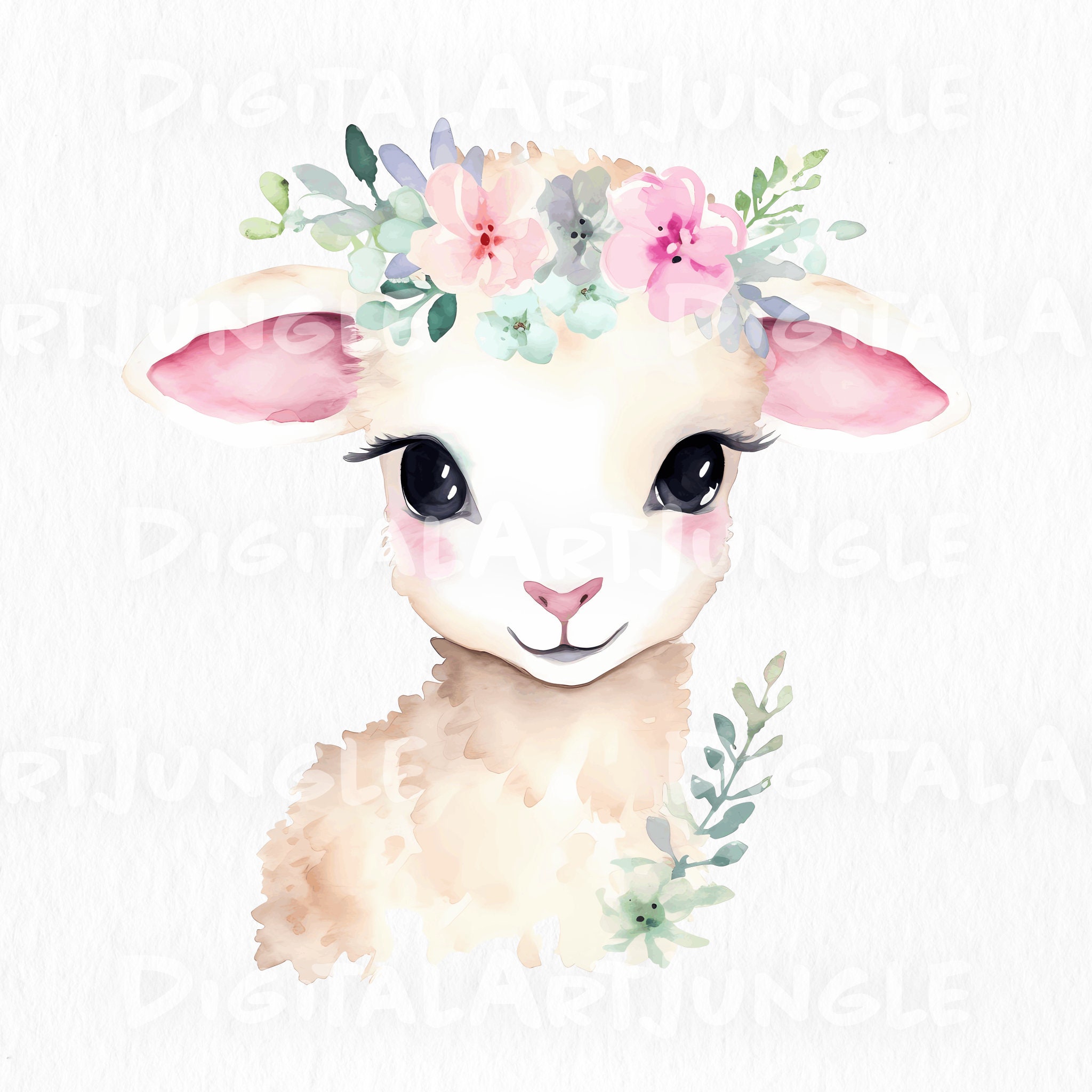 12 Cute Baby Lamb Animal Watercolor Clipart - Etsy