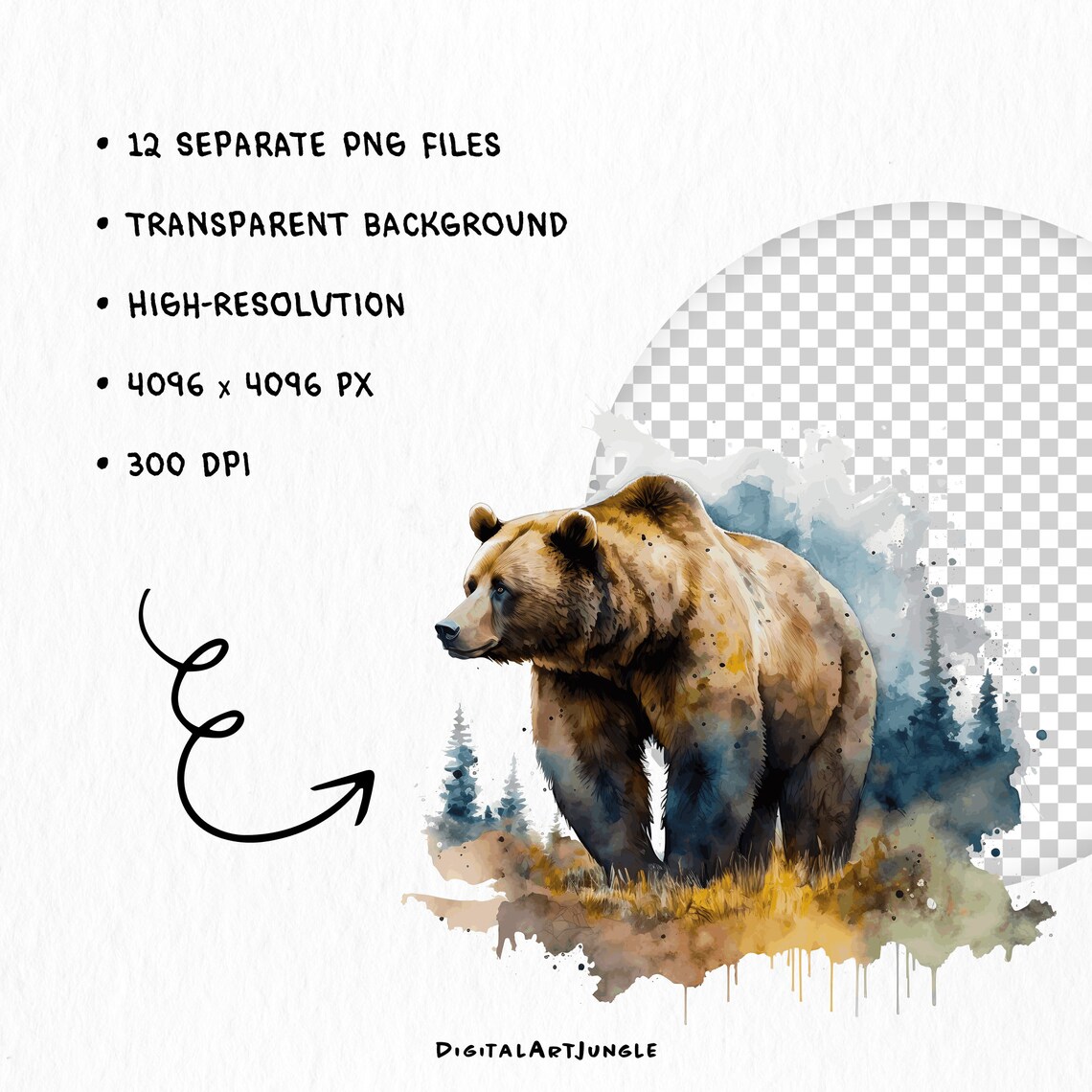 12 Bear Animal Watercolor Clipart Collection,transparent Png,high ...