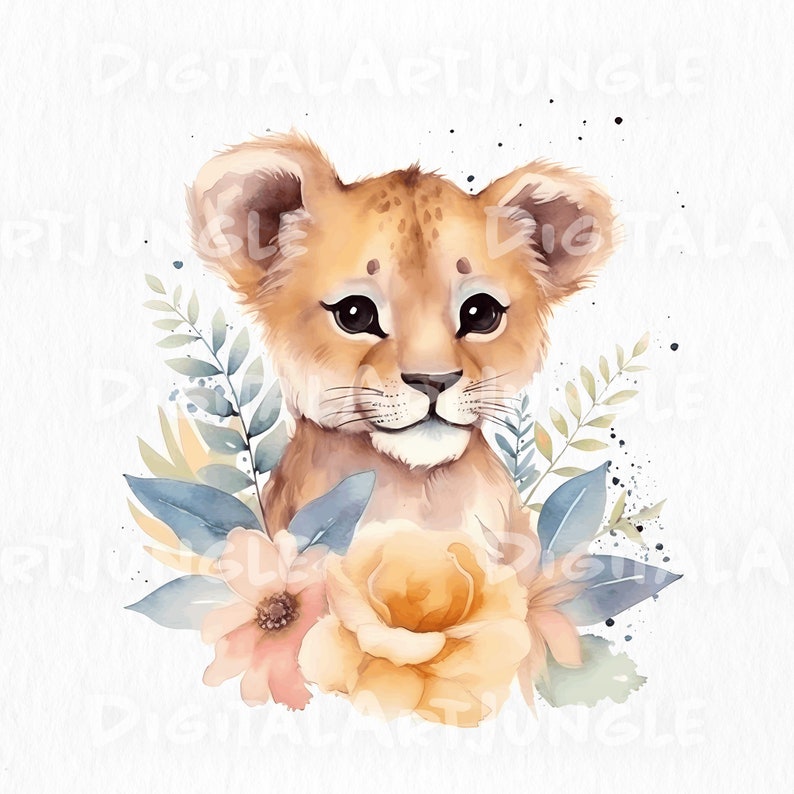 12 Lion Animal Watercolor Clipart Collectiontransparent - Etsy