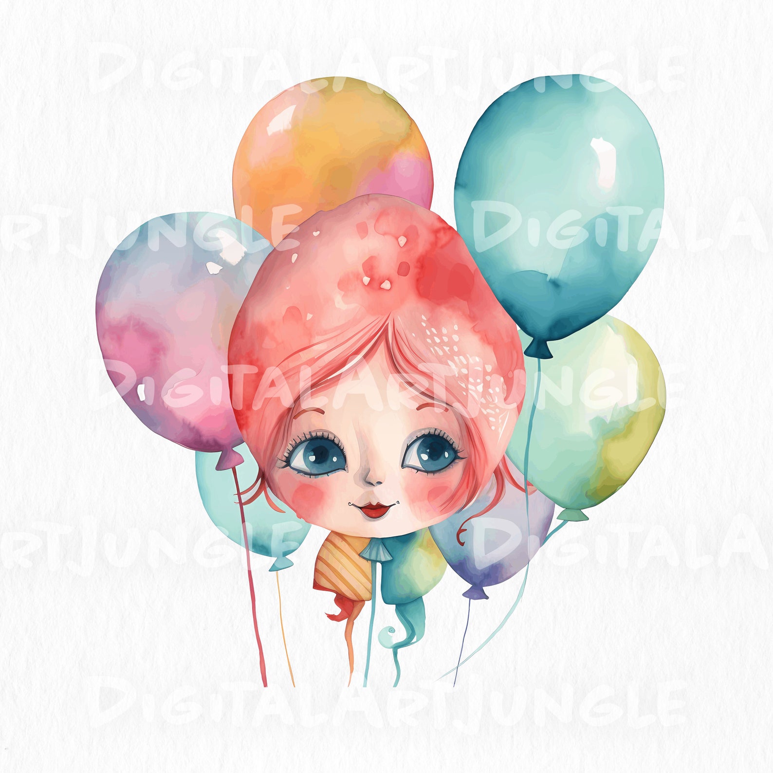 12 Birthday Party Balloon Watercolor Clipart Collection,nursery,kids ...