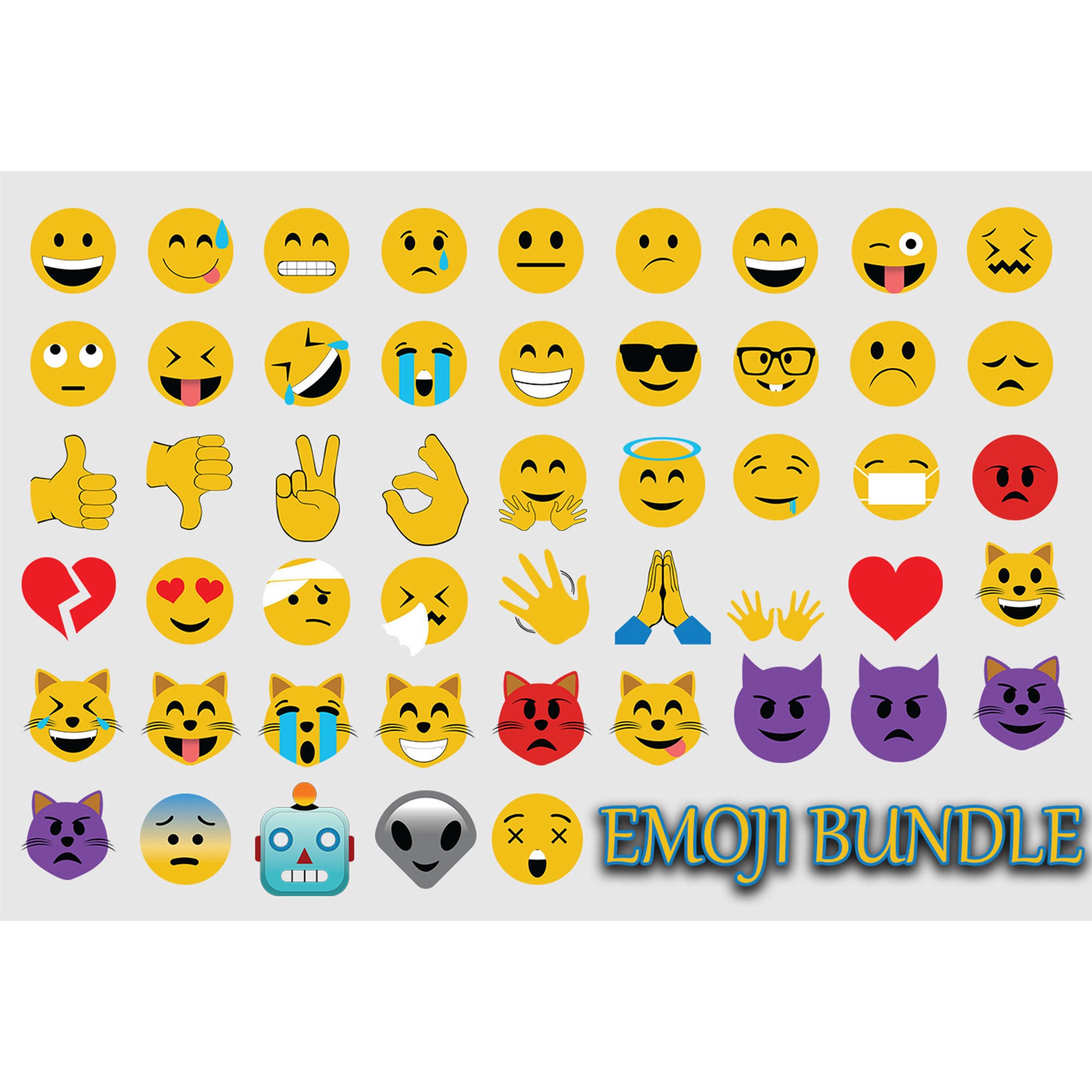 50 Emoji SVG Bundle Emoji Svg Sticker Emoji Svg Files for Cricut Face ...