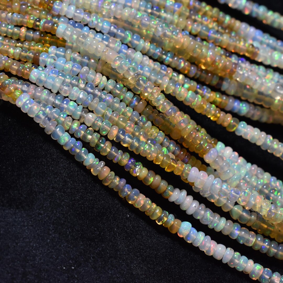 Ethiopian Opal Smooth Rondelle Beads, Top Quality Opal Shaded Beads ...