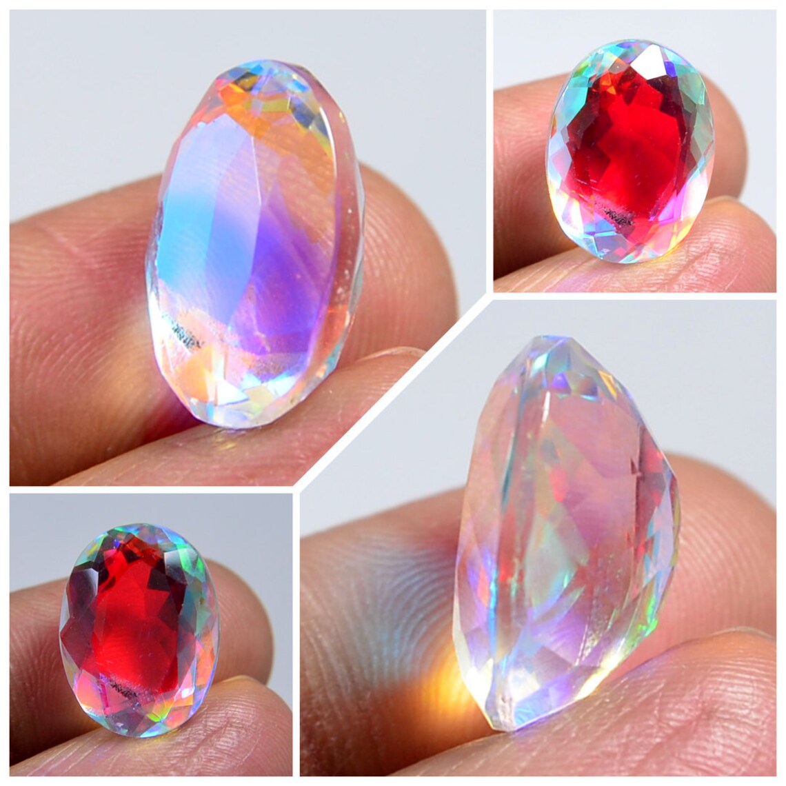 Lovely Blue Fire Mercury Mystic Topaz Oval Cushion Faceted - Etsy