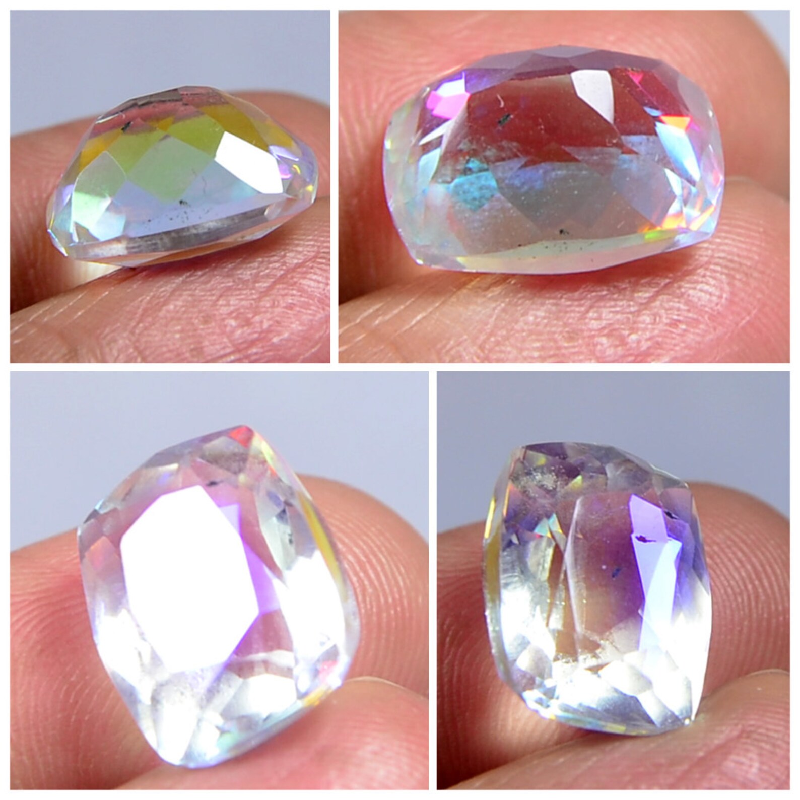 Lovely Blue Fire Mercury Mystic Topaz Oval Cushion Faceted - Etsy